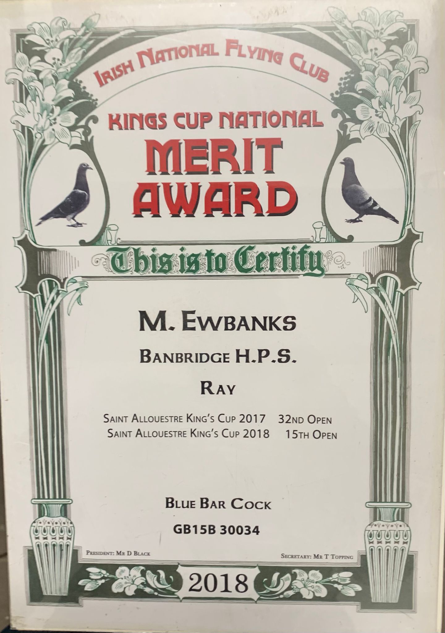 Mark Eubanks, offers up 1 youngbird up of Pauline , 6th north section ...